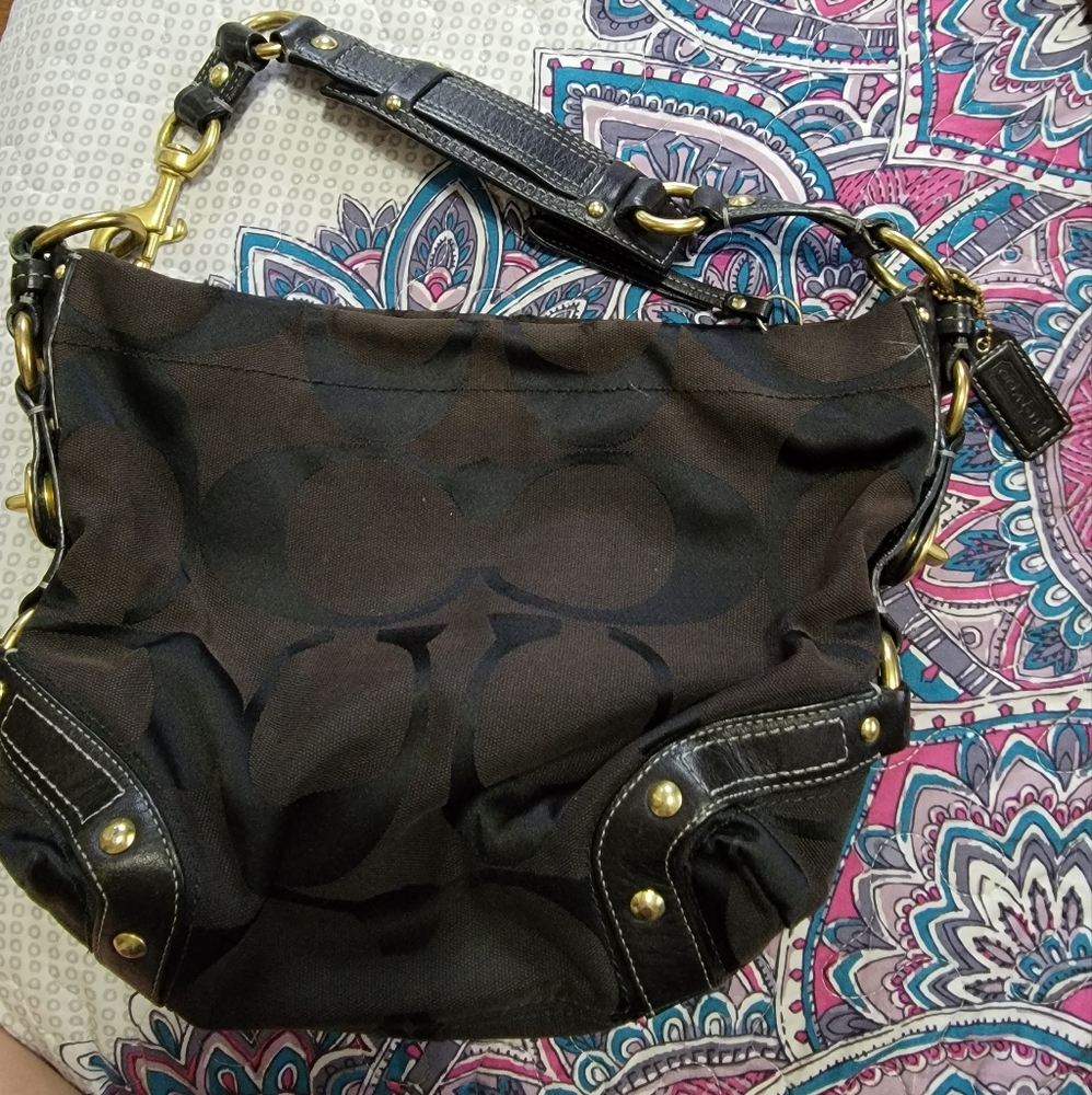 Vintage Coach Curly Signature One-Shoulder Bag Dark B… - Gem